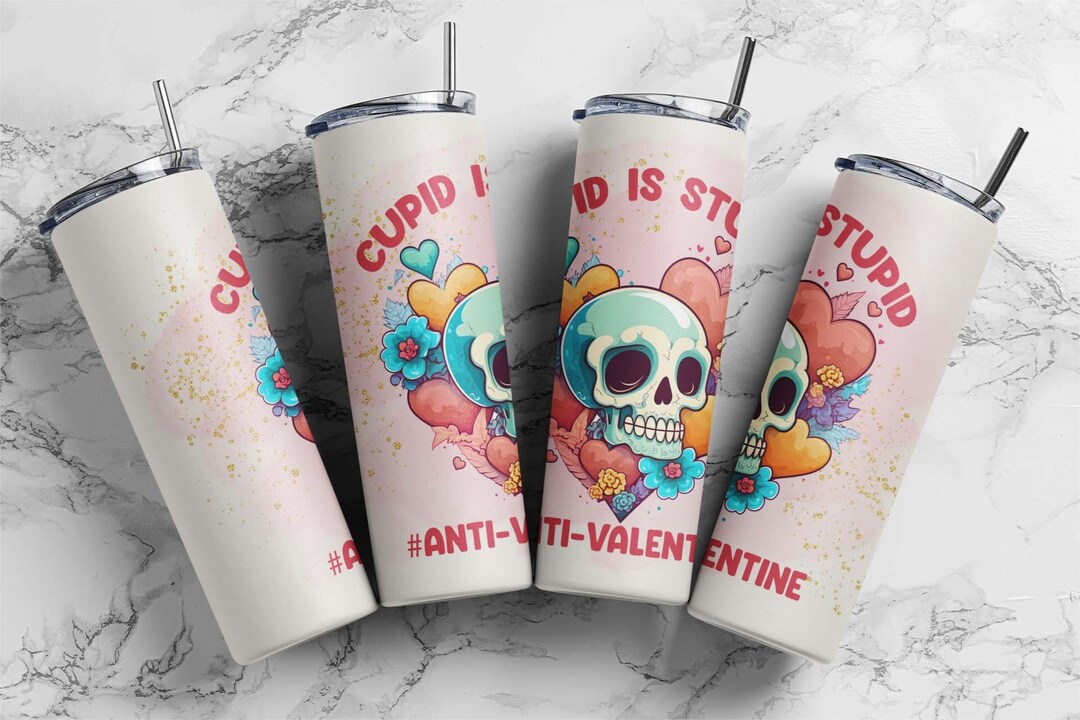 Cupid Id Stupid 20oz Skinny Tumbler Sublimation Design, Funny Valentine ...