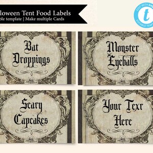 EDITABLE Halloween Food Cards, Halloween Tent Cards, Halloween Dessert ...