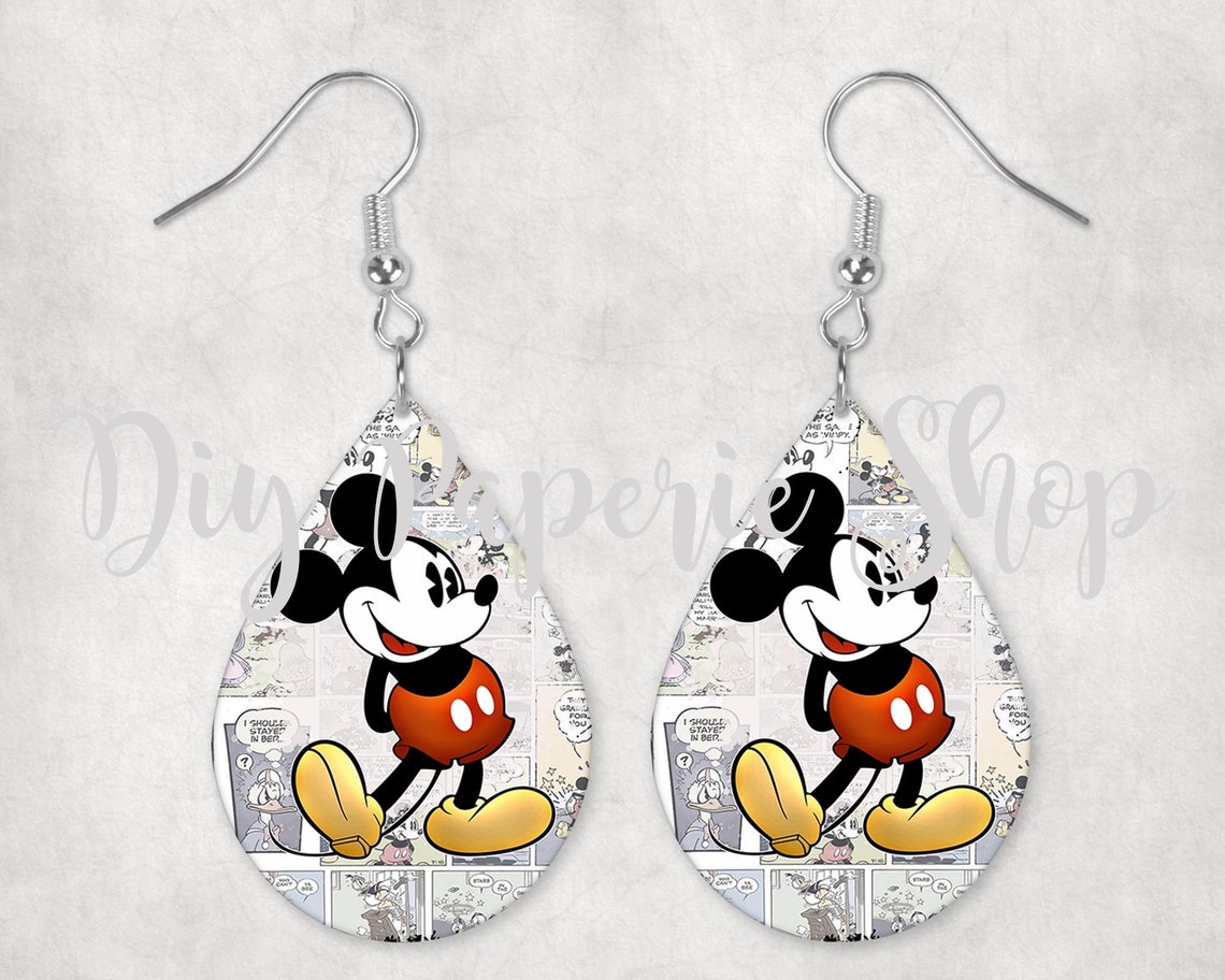 Teardrop Earring PNG, Mickey Mouse Earring Designs Sublimation,instant ...