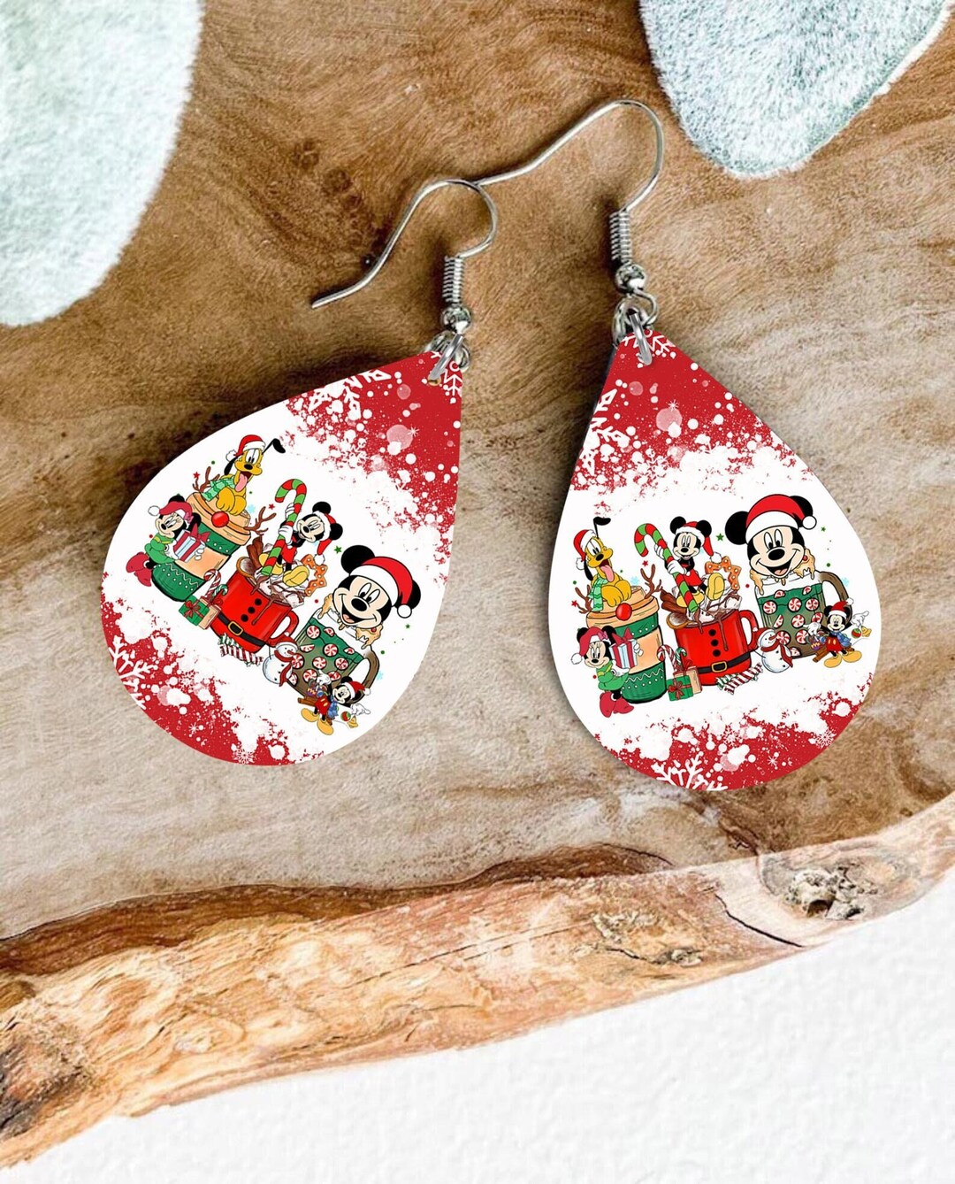 Christmas Cartoon Mouse Teardrop Earring, Coffee Sublimation Design ...