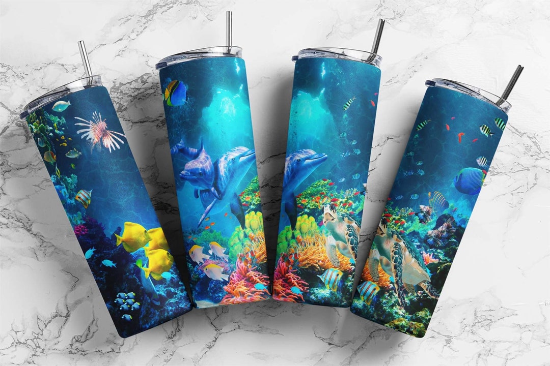 Sea Life 20oz Skinny Tumbler Sublimation Design, Ocean Life Straight ...