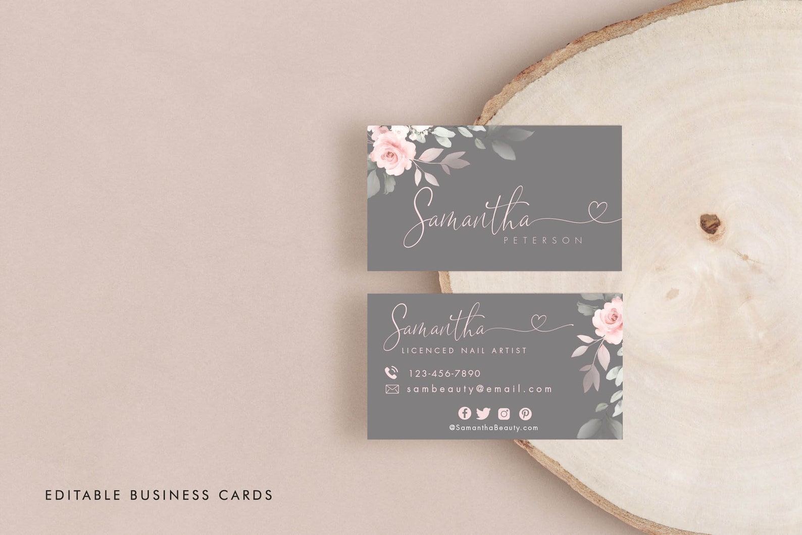 Editable Business Card Rustic Floral Business Card Template - Etsy