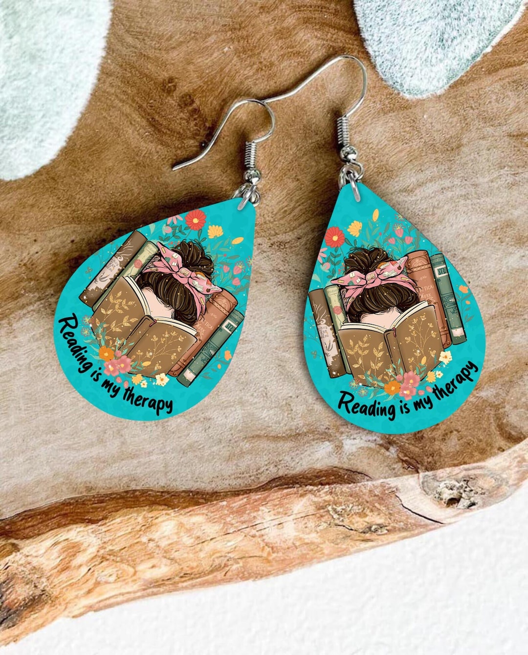 Reading Teardrop Earring PNG, Reading is My Therapy Earring Designs ...