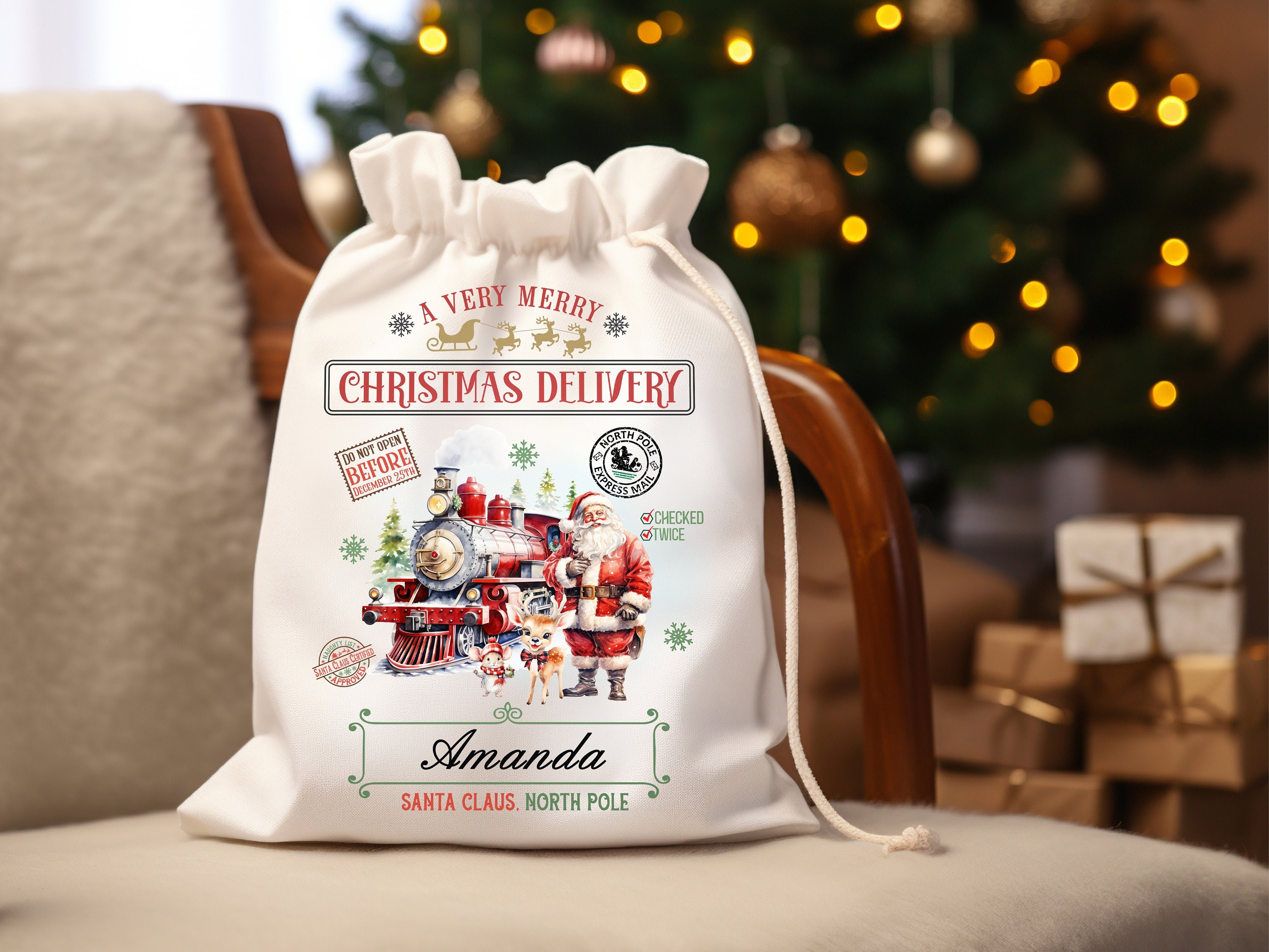 Santa Sack Sublimation Design: Christmas Train Bag (PNG File) - Etsy