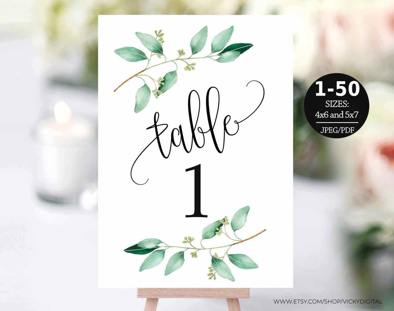 Table Number Template Table Numbers Printable Table Numbers | Etsy