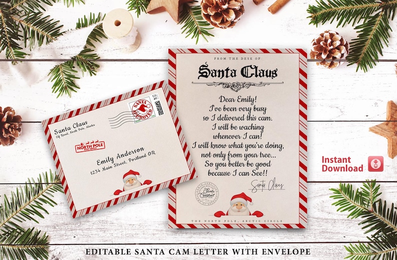 Santa Cam Letter Editable Santa Claus Cam Letter From the - Etsy