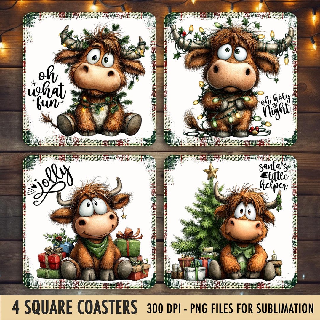 Christmas Square Coaster Design, Cute Reindeer Bundle Png, Rudolf Xmas ...
