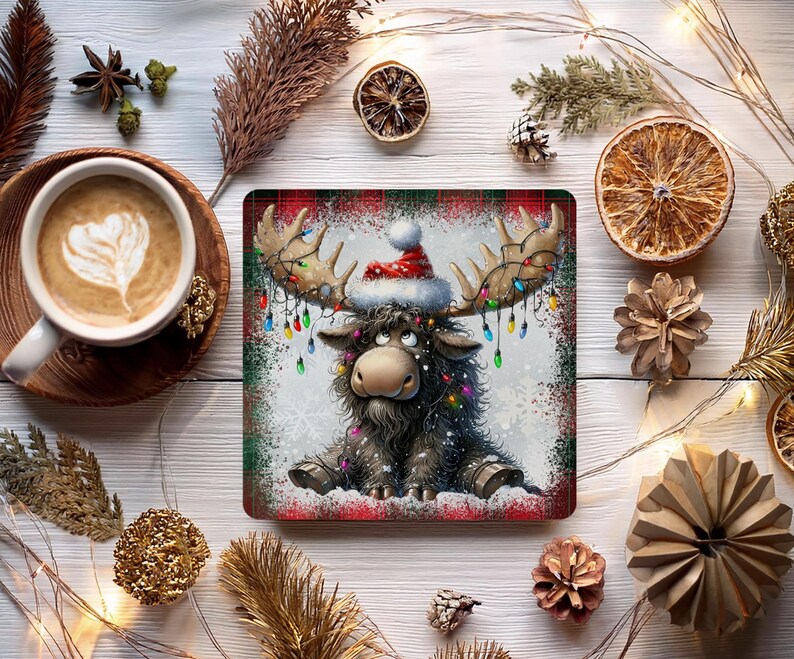 Christmas Square Coaster Design, Rudolf Reindeer Bundle Png, Cute Xmas ...