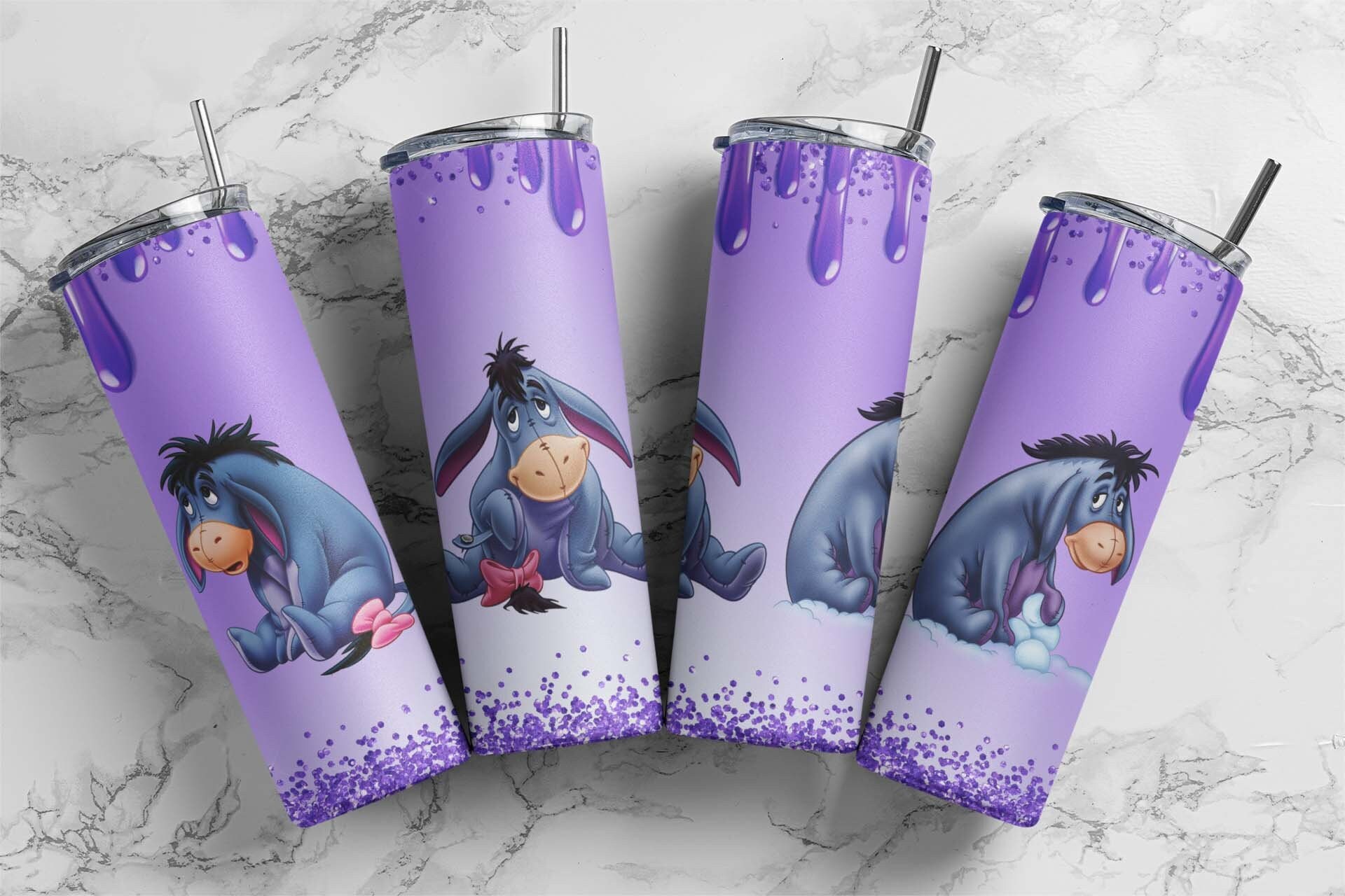 Eeyore 20oz Skinny Tumbler Wrap, Glitter Eeyore Tumbler Design, Winnie the Pooh Tumbler ...