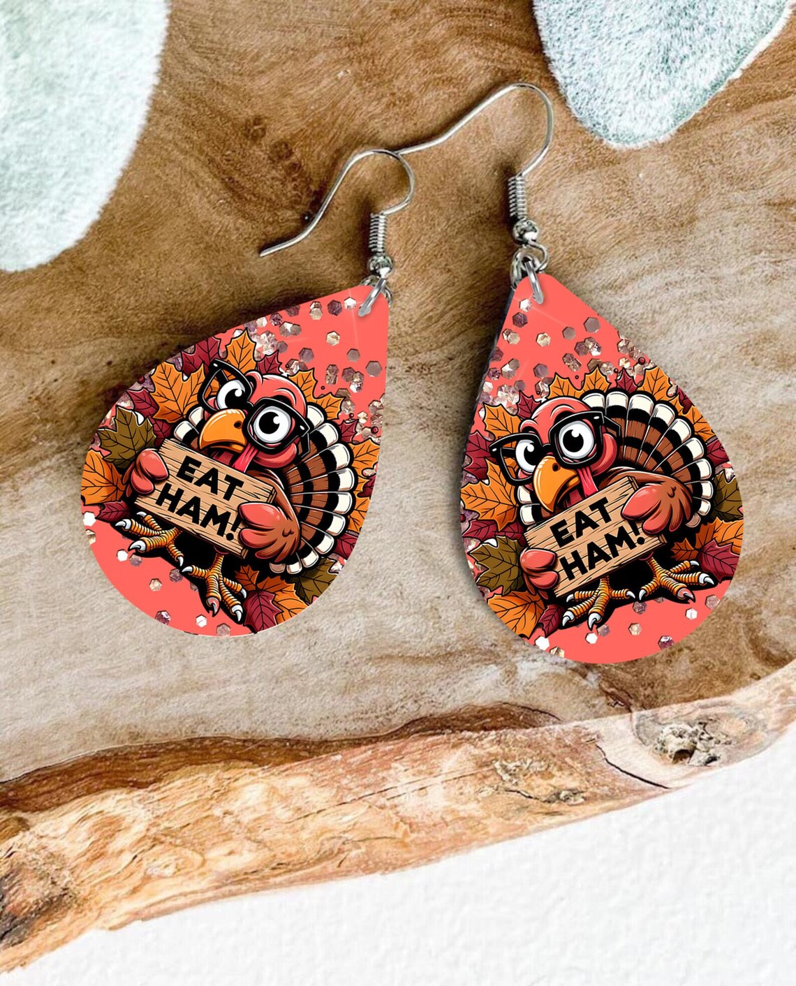 Thanksgiving Turkey Teardrop Earring PNG Sublimation Design (digital ...