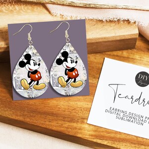 Teardrop Earring PNG, Mickey Mouse Earring Designs Sublimation,instant ...