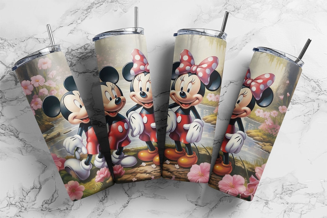 20 Oz Skinny Tumbler, Mickey and Minnie Sublimation Design Template ...