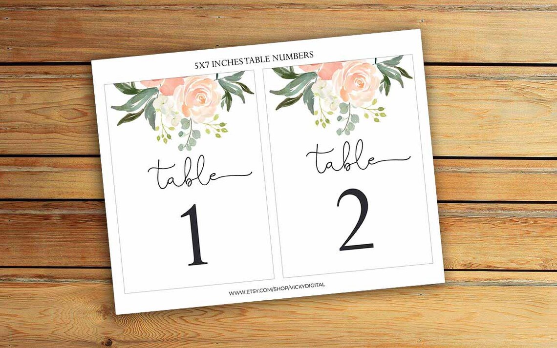 Table Number Template Table Numbers Printable Table Numbers | Etsy