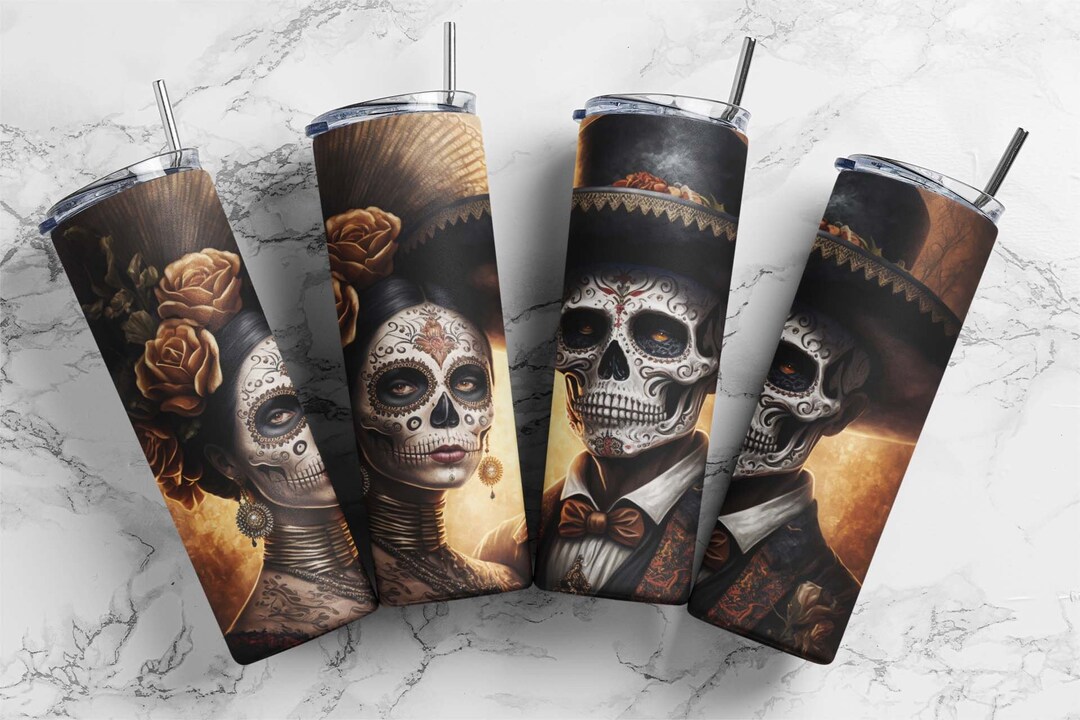 Chola Tumbler 20oz Design Wrap, Mexican Skull Rose Sublimation Png ...
