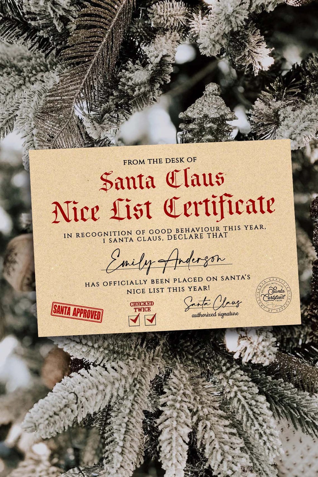 EDITABLE Santa Claus Official Nice List Certificate Letter From the ...