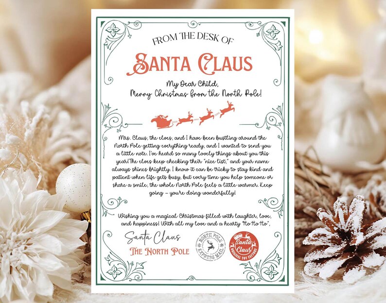 Editable Letter From Santa, Vintage Christmas North Pole Mail Canva ...