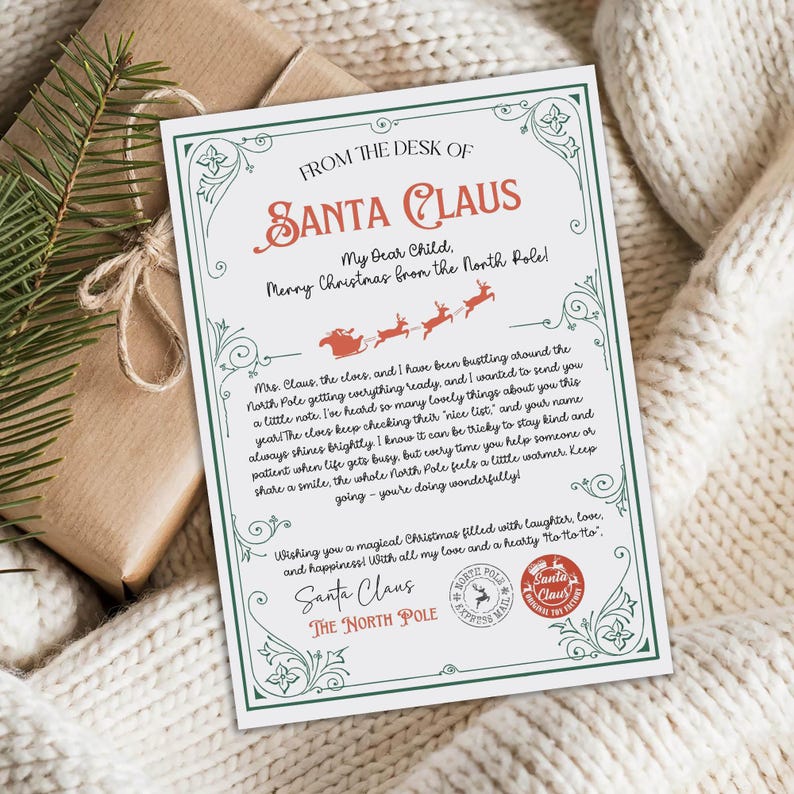 Editable Letter From Santa, Vintage Christmas North Pole Mail Canva ...