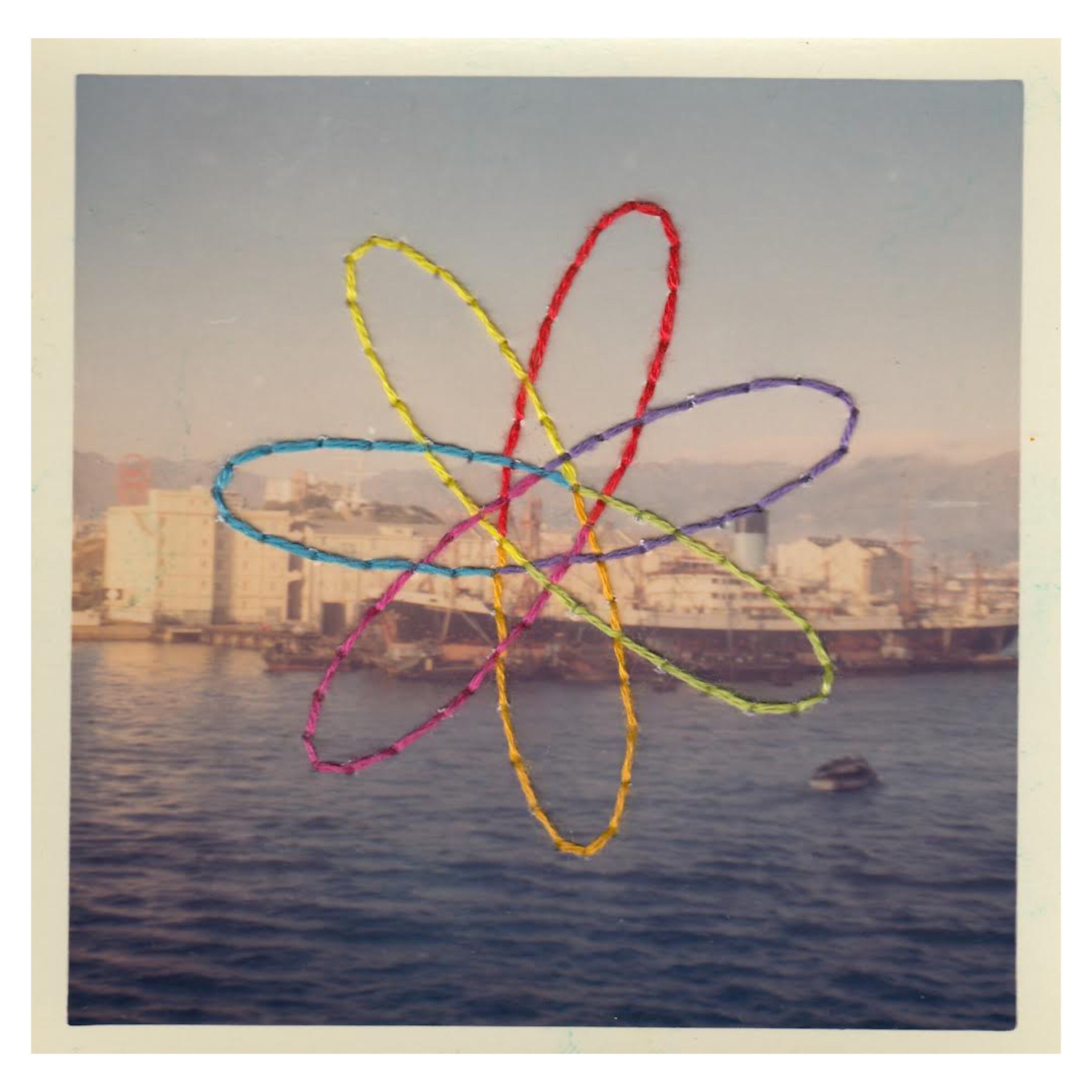Rainbow Spirograph: Embroidered Vintage Photograph, Embroidery, Art ...