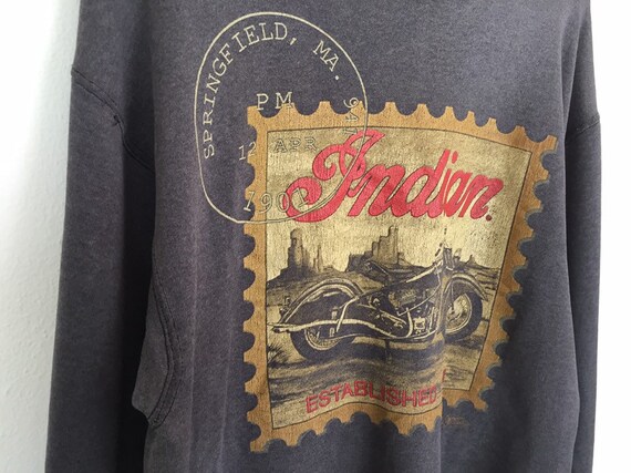 Rare!! Vintage 90s Indian Motorcycle Spellout Pullove… - Gem