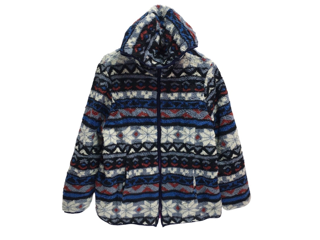 Rare!! Vintage Aztec Navajo Pullover Jumper Sweatshirt Jacket Fleece ...