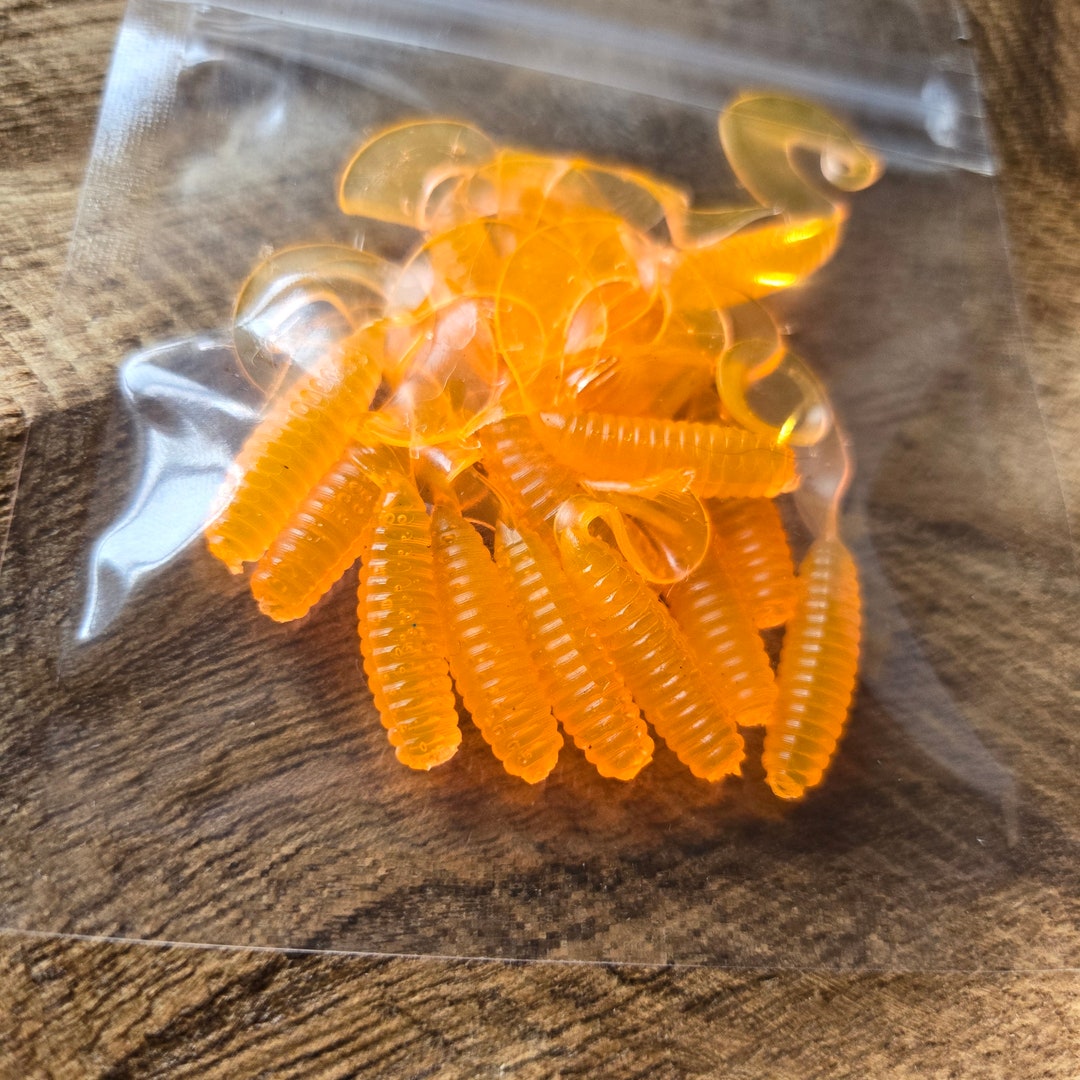 1.5" Curly-tail Grub ~ Orange - Pack of 15 Soft-plastic Lures - Etsy