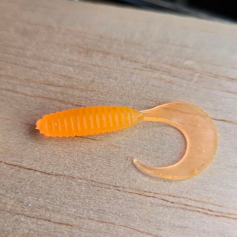 1.5" Curly-tail Grub ~ Orange - Pack of 15 Soft-plastic Lures - Etsy