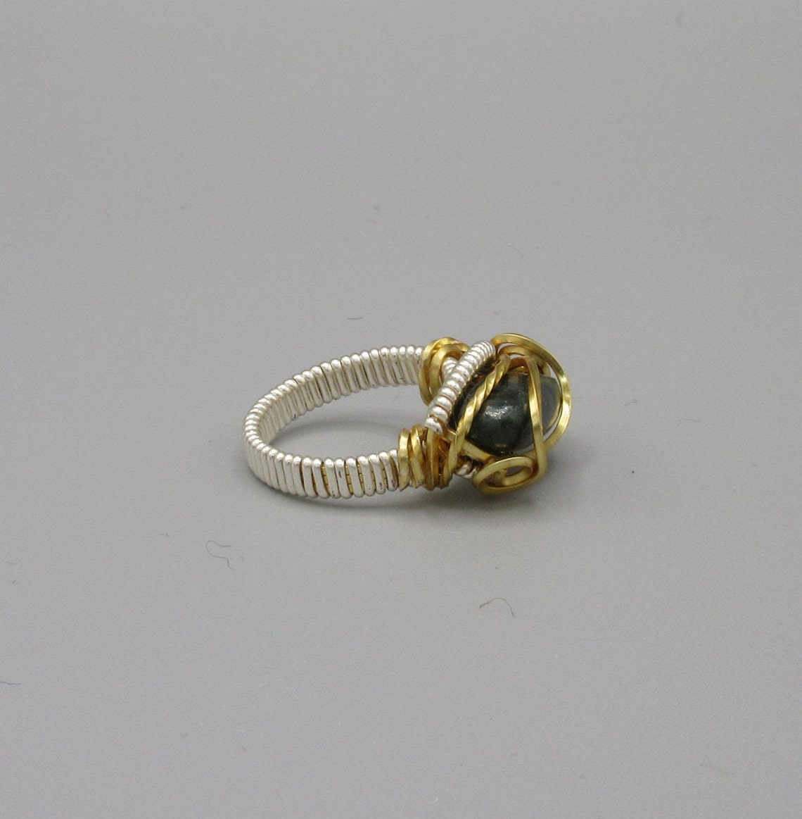 Gold and Silver Wrapped Washington Jade Ring - Etsy