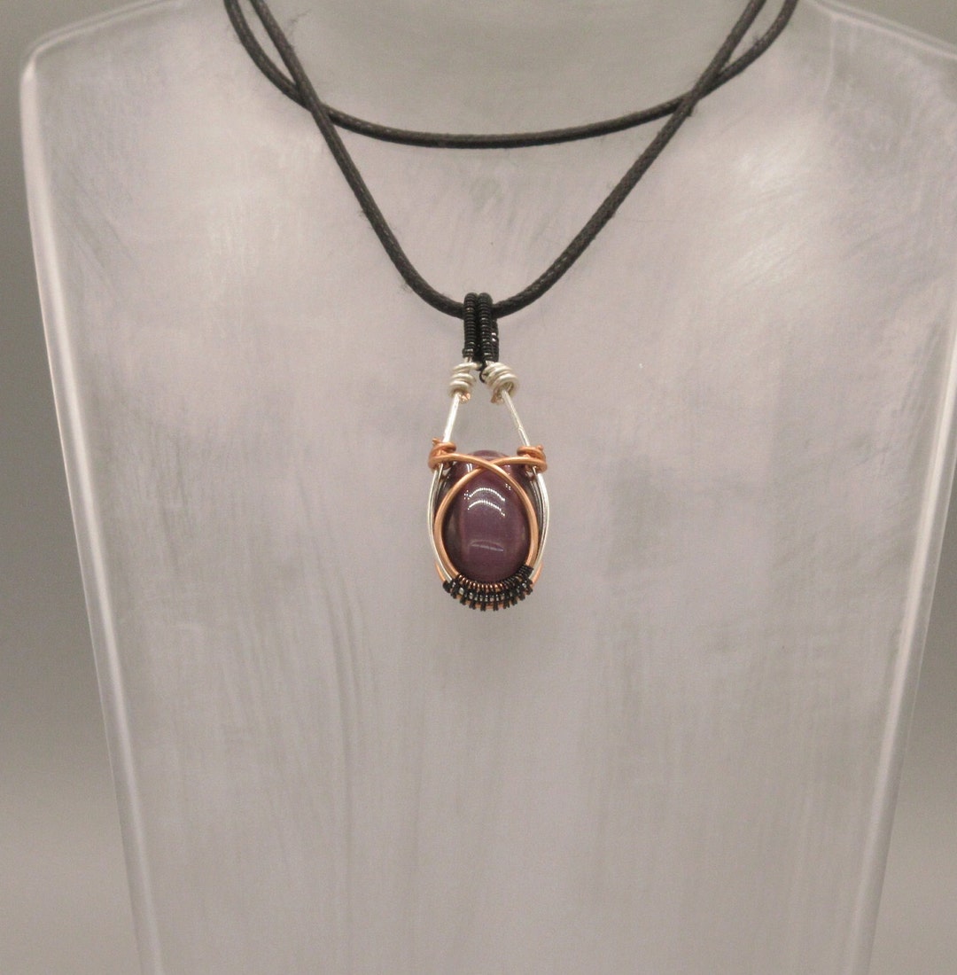 Purple Cats Eye Multi-colored Wire Wrapped Pendant - Etsy