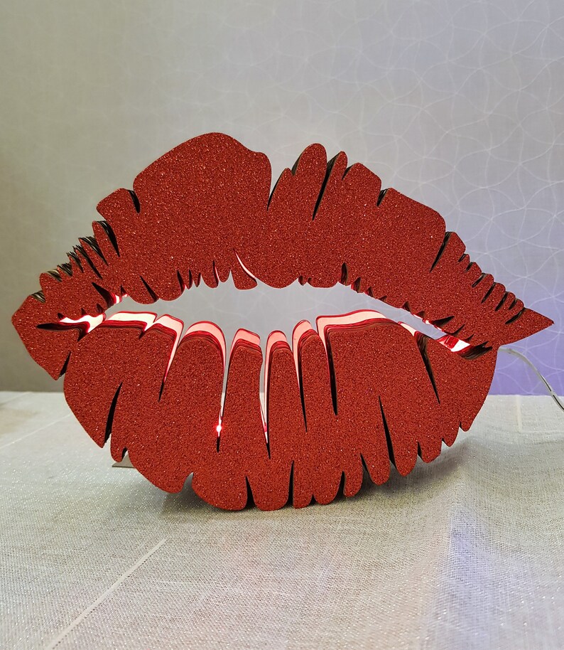 Lip Lamp. Kiss. Cardboard Lamp. 12v Battery Led. Ambient Light. Red ...