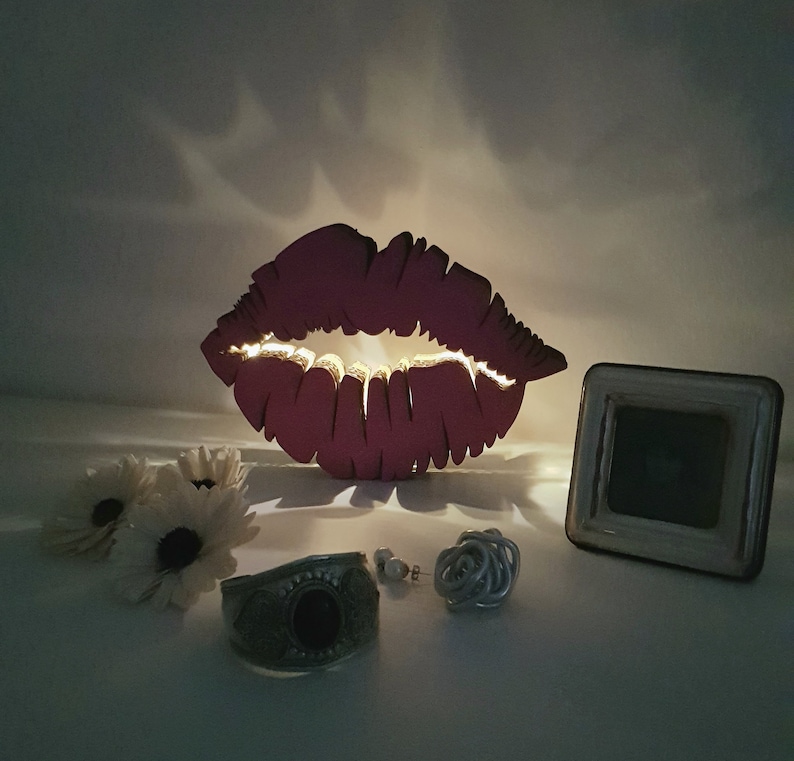 Lip Lamp. Kiss. Cardboard Lamp. 12v Battery Led. Ambient Light. Red ...