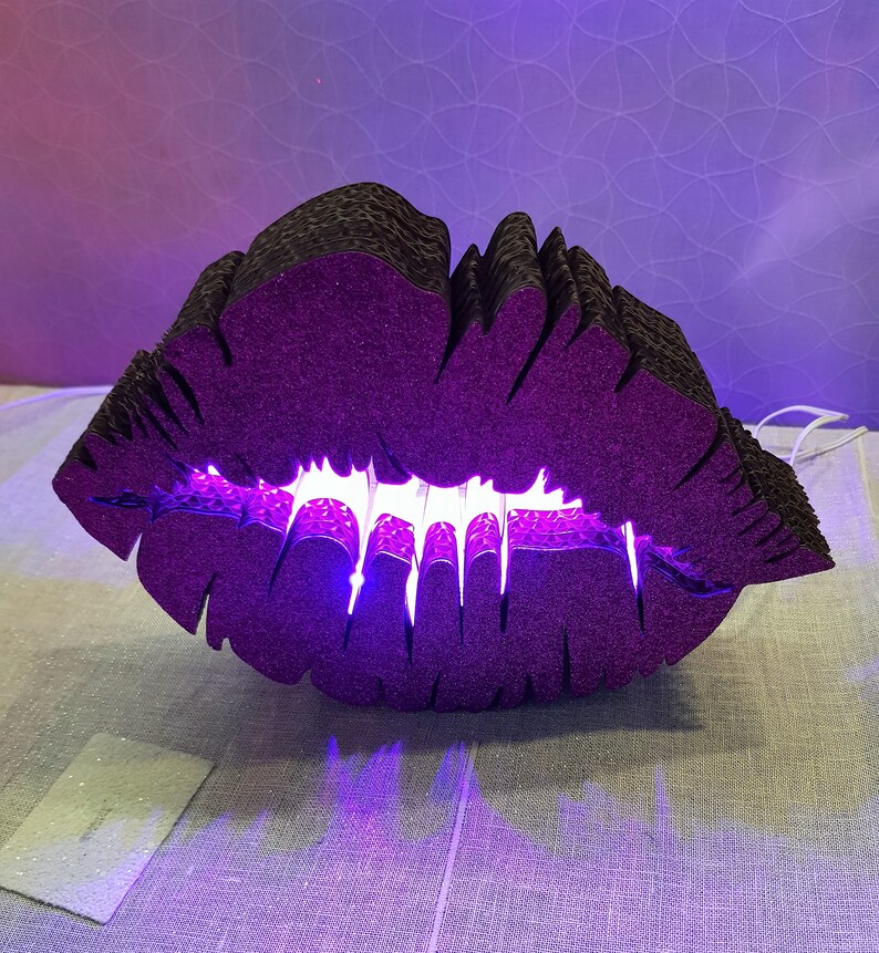 Lip lamp. Kiss. Cardboard lamp. 12v battery led. Ambient | Etsy