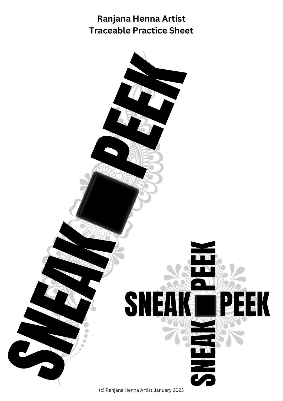 Digital Download Party Henna Design Practice Traceable Worksheet - Etsy