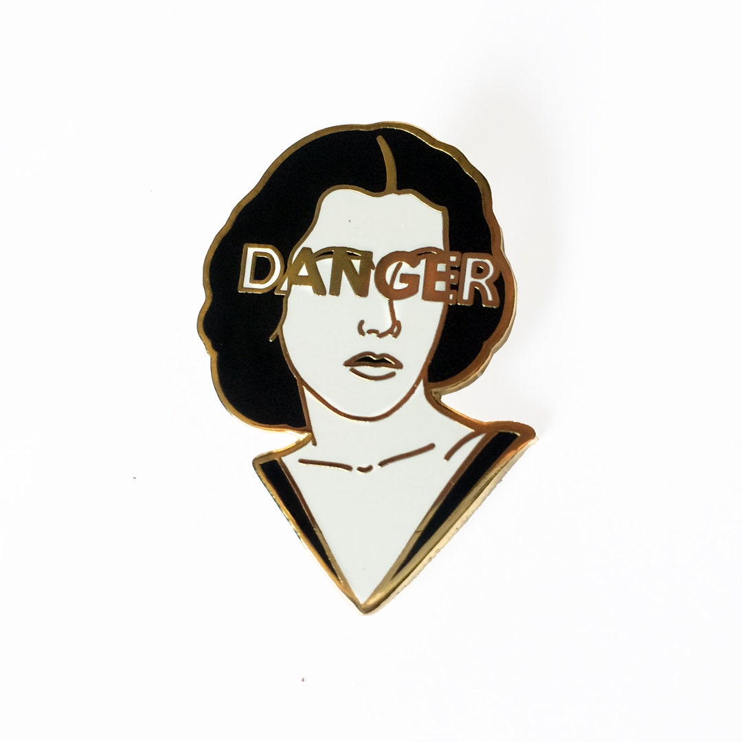 Hard Enamel Pin Danger Woman, Gold, White and Black, Jewelry ...