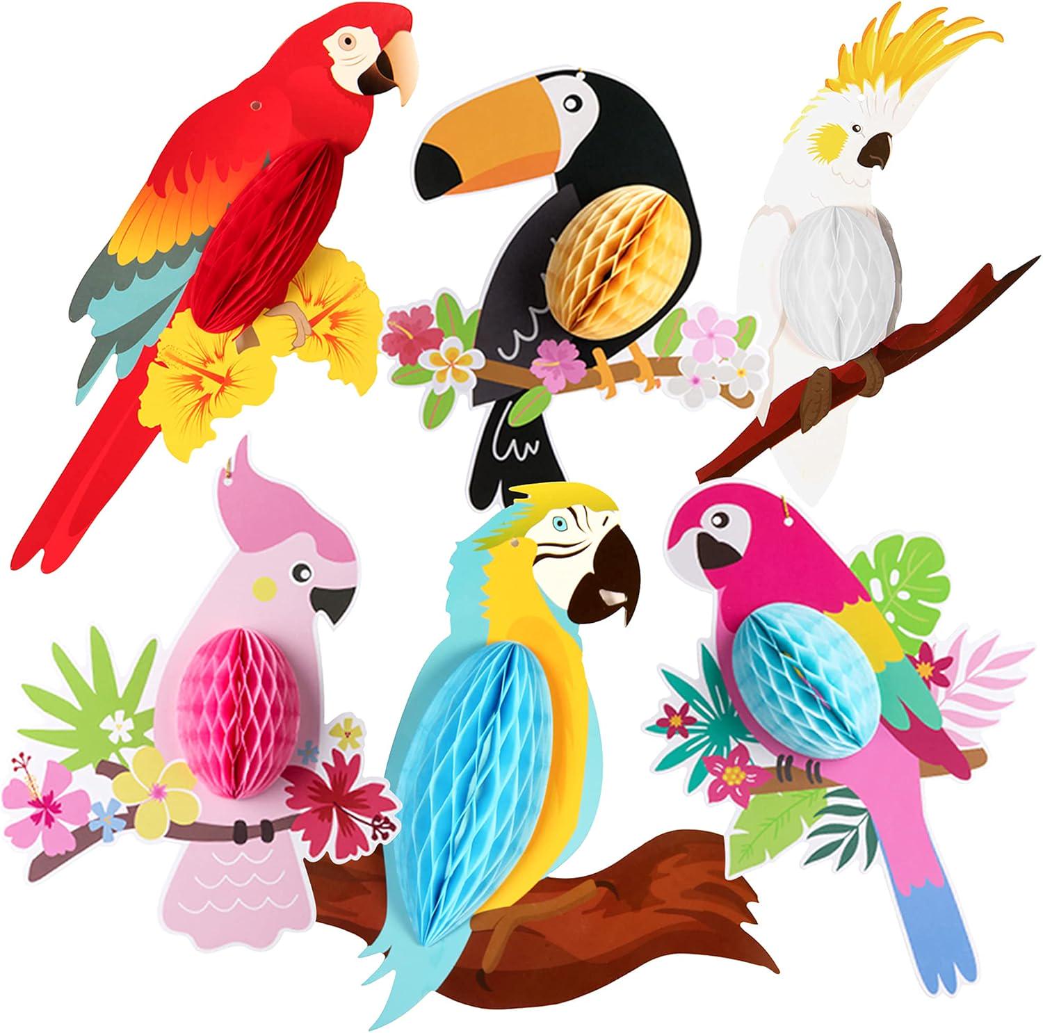 6 Pieces X Jungle Hawaiian Luau Party Decorations Tropical Honeycomb ...