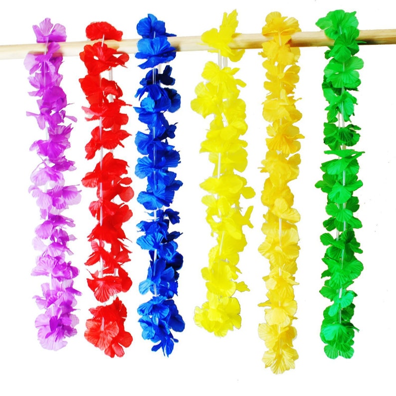 36 Pieces X Hawaii Flower Necklace Hawaii Party Decorations Hawaii ...