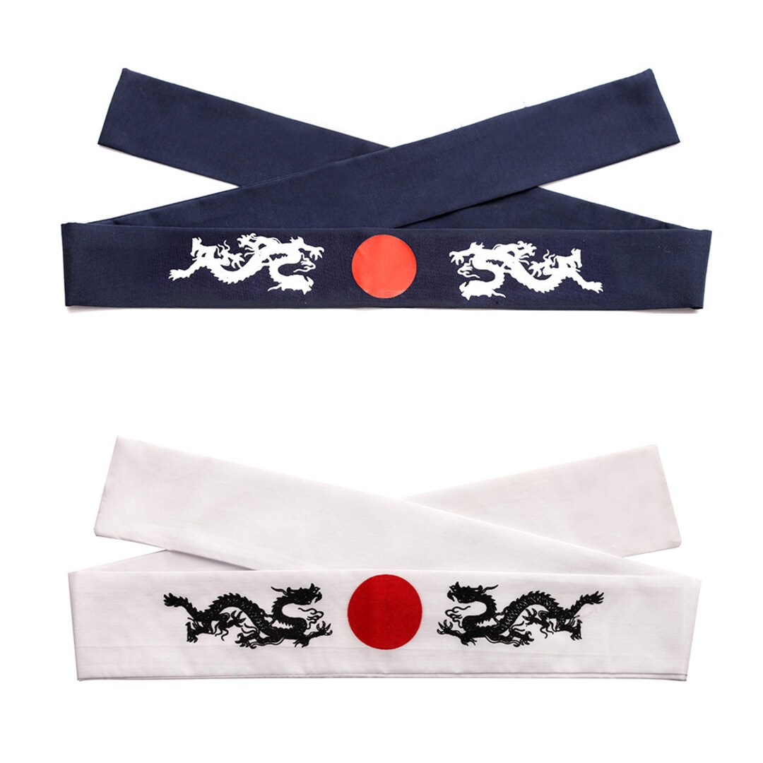 2pcs (white + Navy) Japanese Pattern (dragon) Ninja Samurai Bushido ...