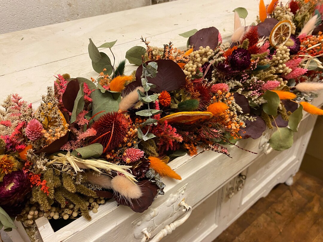 Dried Flower Table Garland: Christmas Mantle Decoration - Etsy