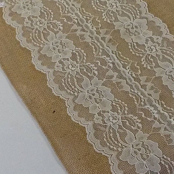 Burlap Lace Runner - Etsy