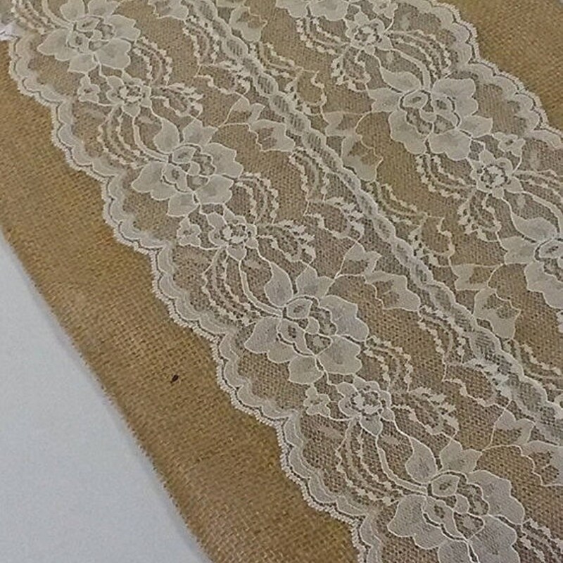 Burlap Lace Table Runner - Etsy