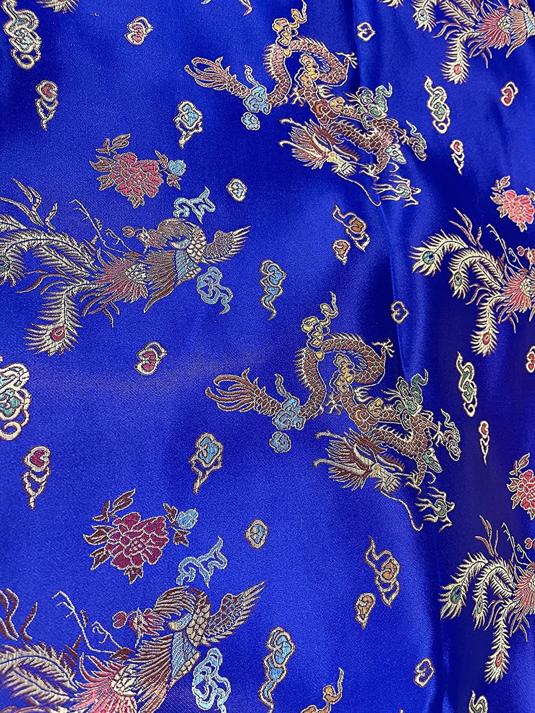 Chinese Dragon Brocade Fabric BTY - ROYAL BLUE - Etsy