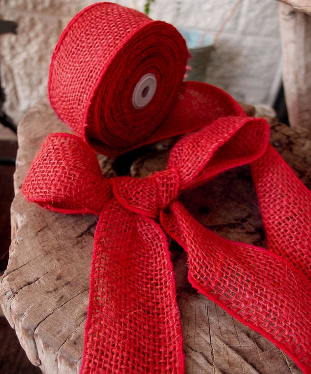 RED Wired Burlap Jute Ribbon - 2" Wide X 10 Yards - Etsy
