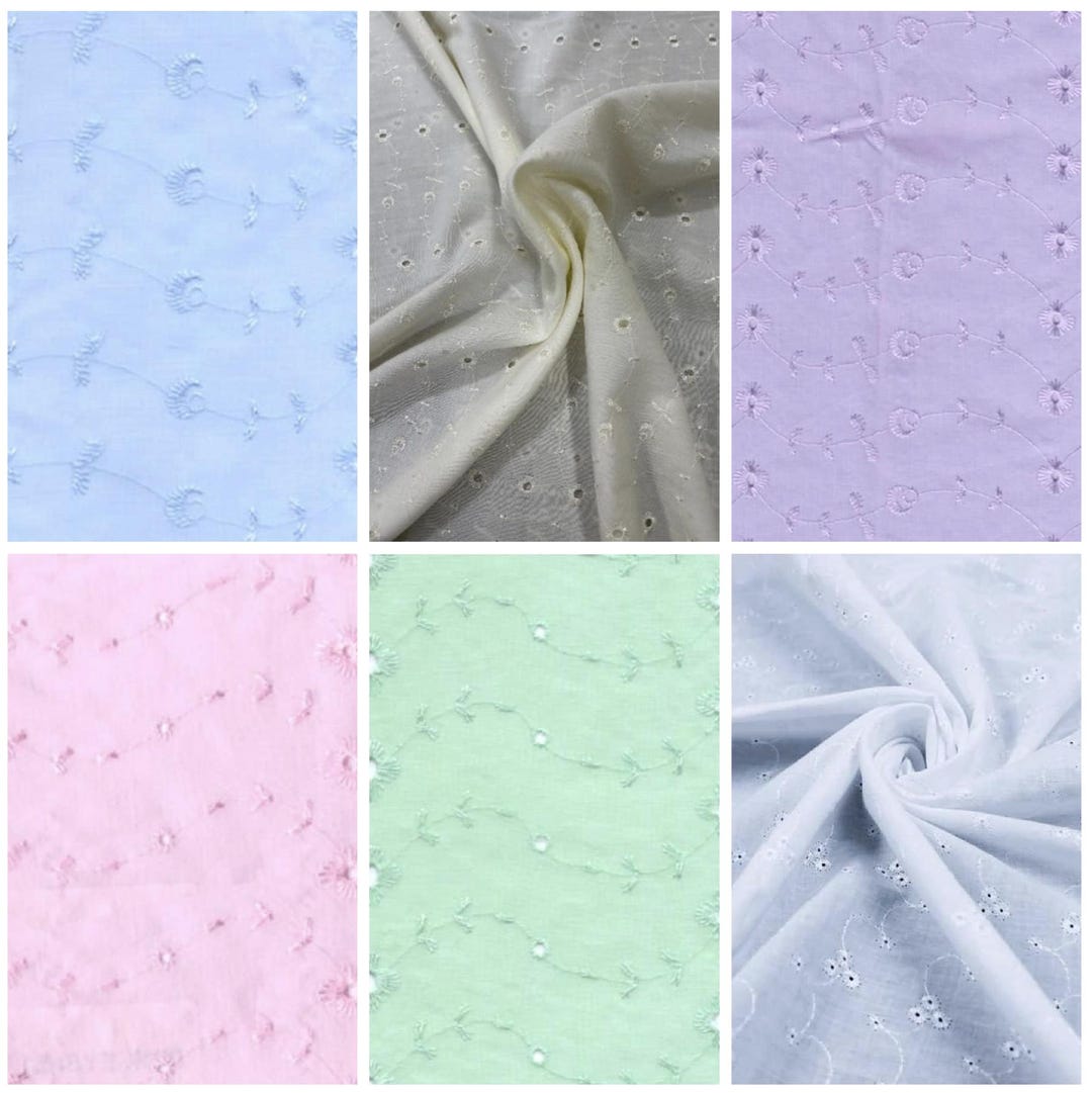 60" Wide Poly Cotton Broadcloth All Over Embroidery Eyelet Fabric by ...