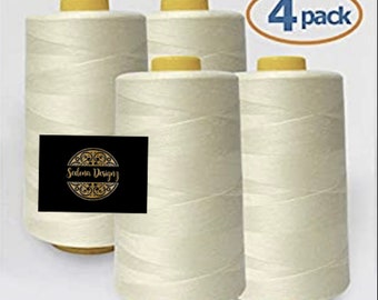 6000 Yard Spool IVORY Sewing Thread All Purpose 100% Spun Polyester ...