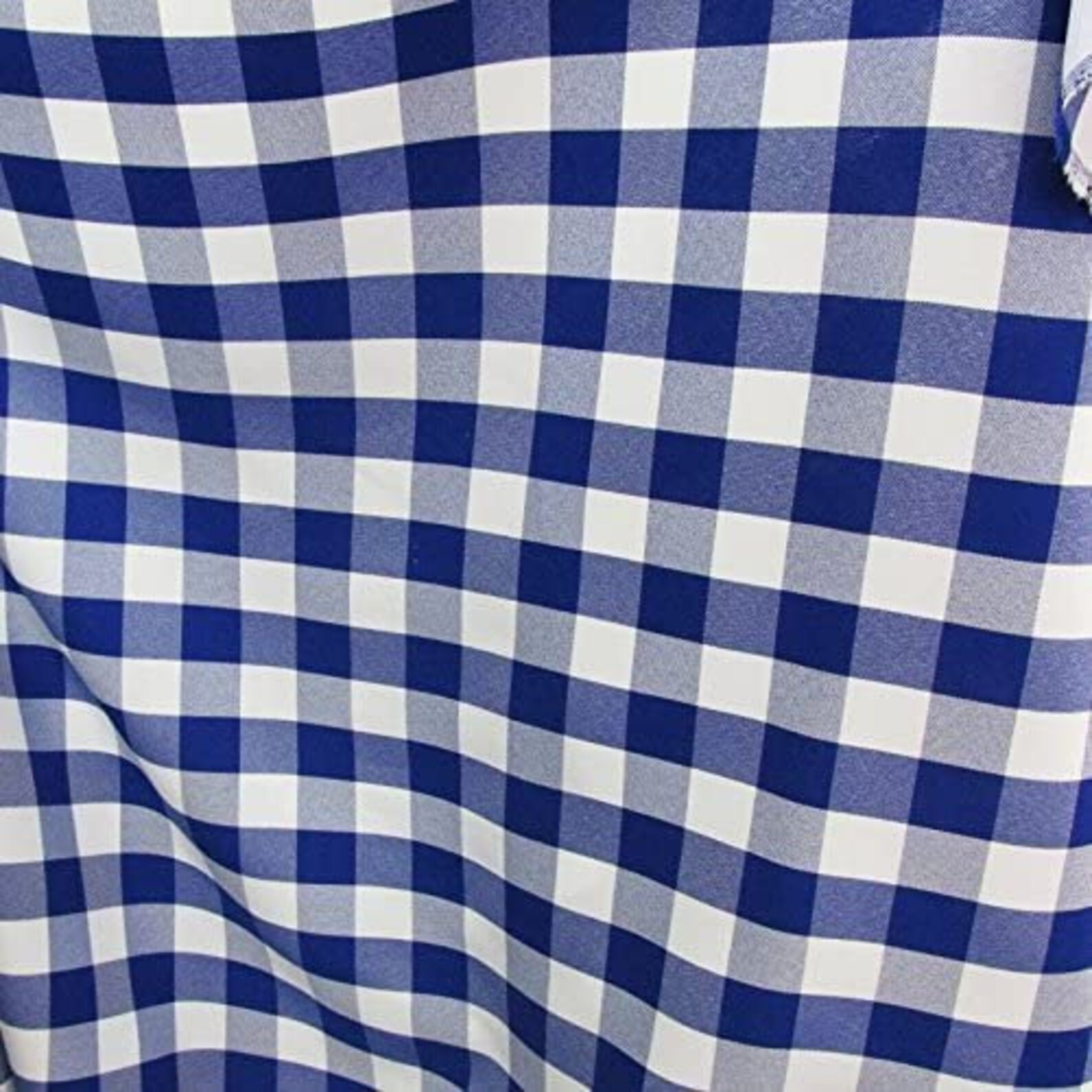 Royal Blue and White 1" Checkered Gingham Polypoplin Fabric by the Yard ...