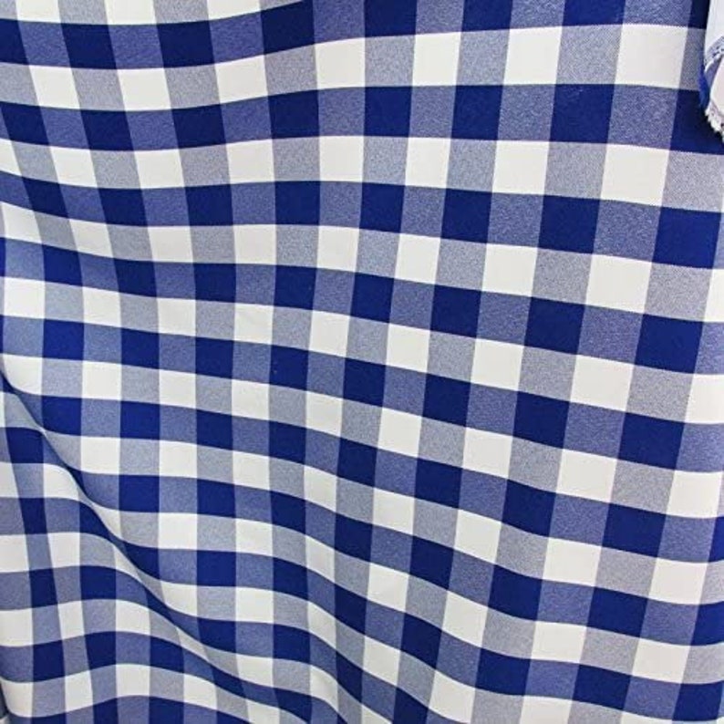 Royal Blue and White 1" Checkered Gingham Polypoplin Fabric by the Yard ...