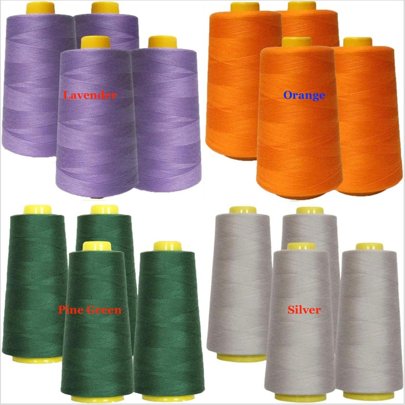 4 PACK of 6000 Yard (each) Spools Sewing Thread All Purpose 100% Spun ...