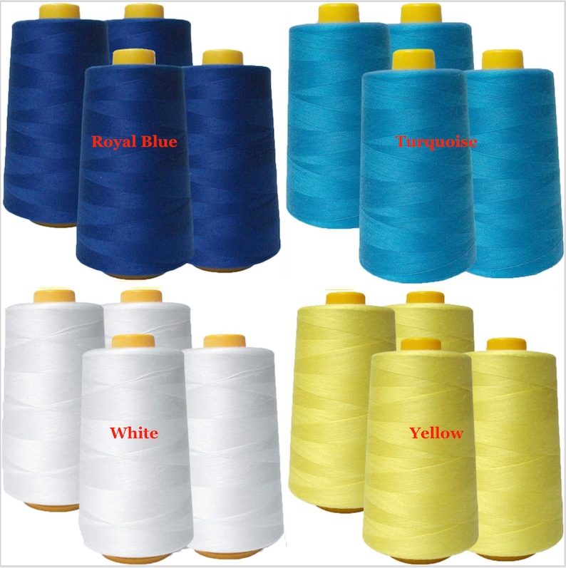 4 PACK of 6000 Yard (each) Spools Sewing Thread All Purpose 100% Spun ...