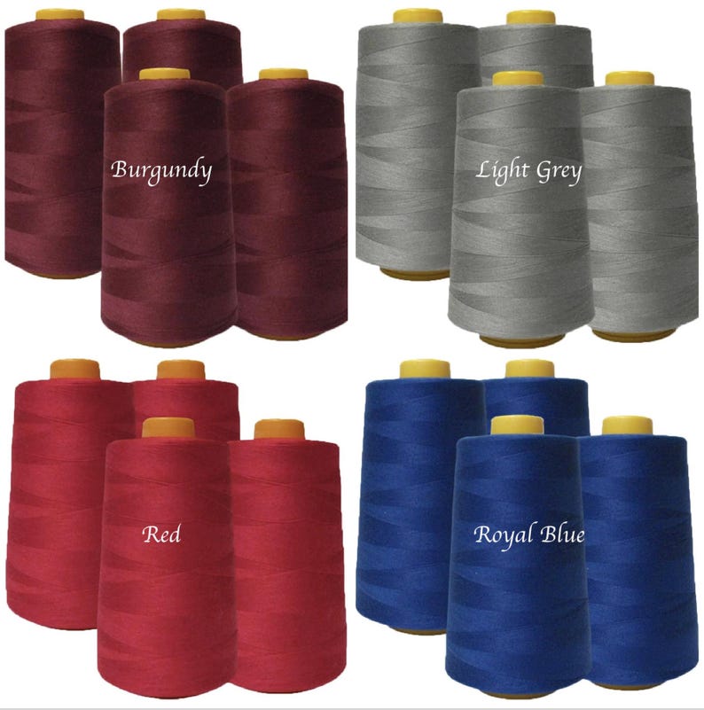4 PACK of 6000 Yard (each) Spools Sewing Thread All Purpose 100% Spun ...