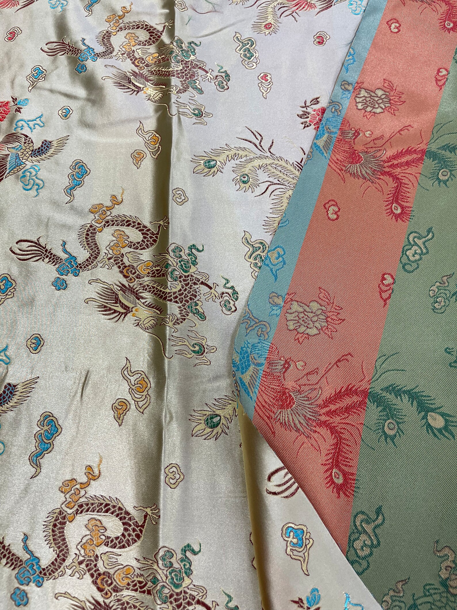 Chinese Dragon Brocade Fabric BTY - IVORY - Etsy