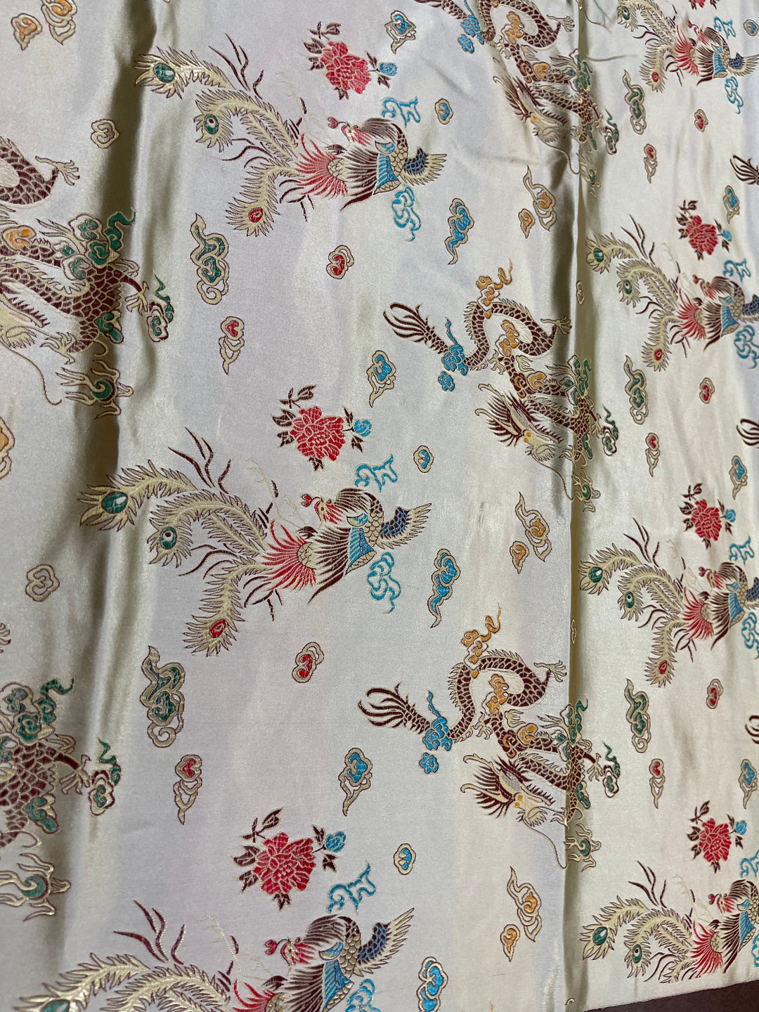 Chinese Dragon Brocade Fabric BTY - IVORY - Etsy